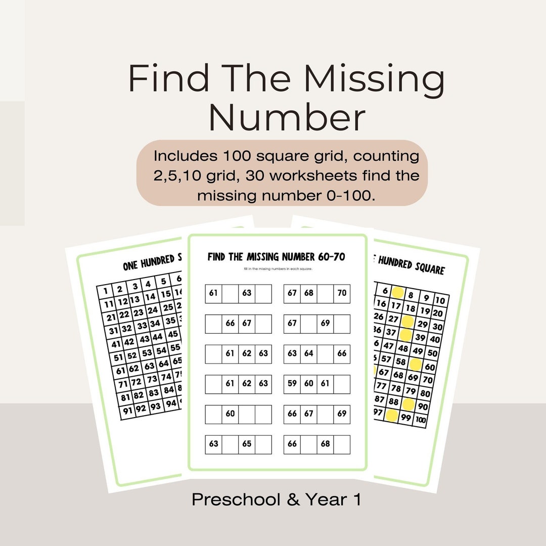 Find the Missing Number, 100 Square Grid, Count in 2,5,10, Preschool ...