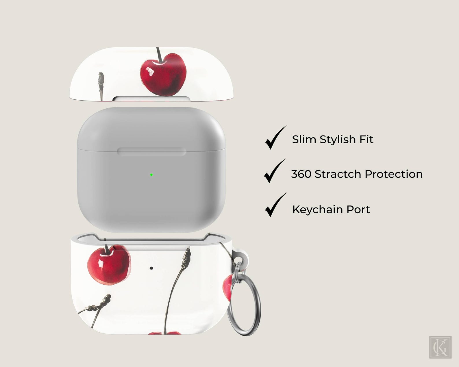 Cherry Airpods AirPod Case Airpods Pro With Keychain for 1st 2nd Gen ...