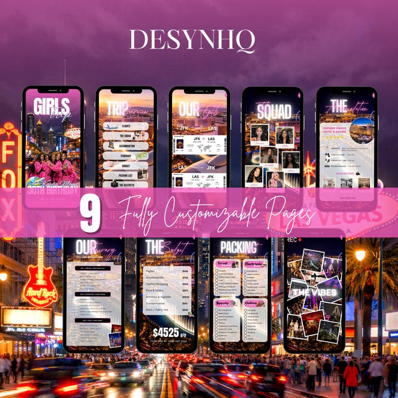 Girls Trip Itinerary Template, Editable Canva Travel Planner, Birthday ...