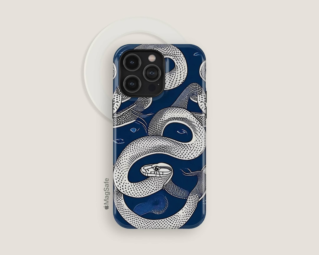 Blue Snakes Print Magsafe iPhone Case for iPhone 16, iPhone 15 & 14 ...
