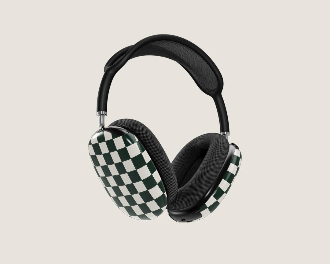 Green Checkered AirPod Max Covers, Apple Airpods Max Cases, Snap on ...