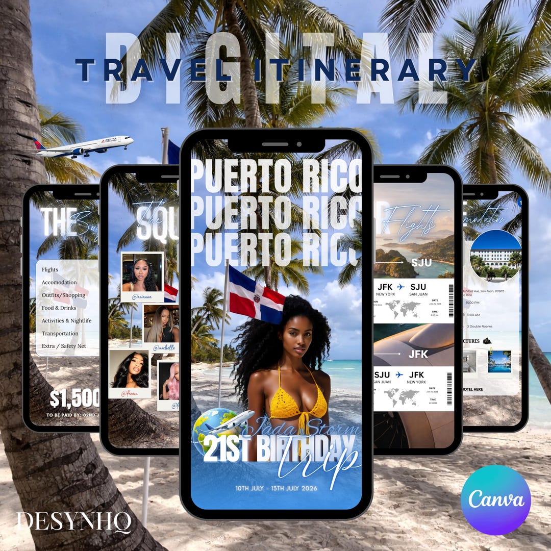Puerto Rico Birthday Trip Itinerary Template, San Juan Travel Planner ...