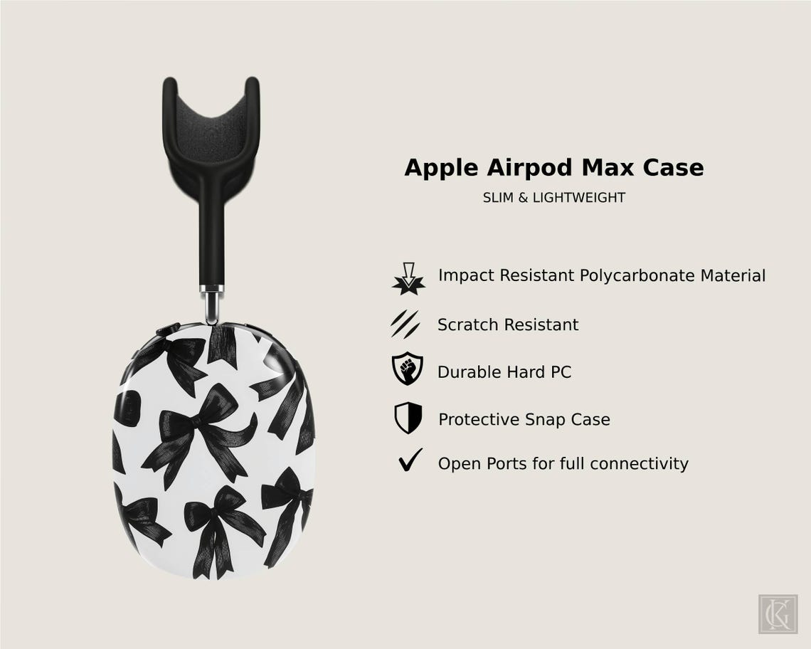 Coquette Black Bows AirPod Max Covers, Apple Airpods Max Cases, Snap on ...