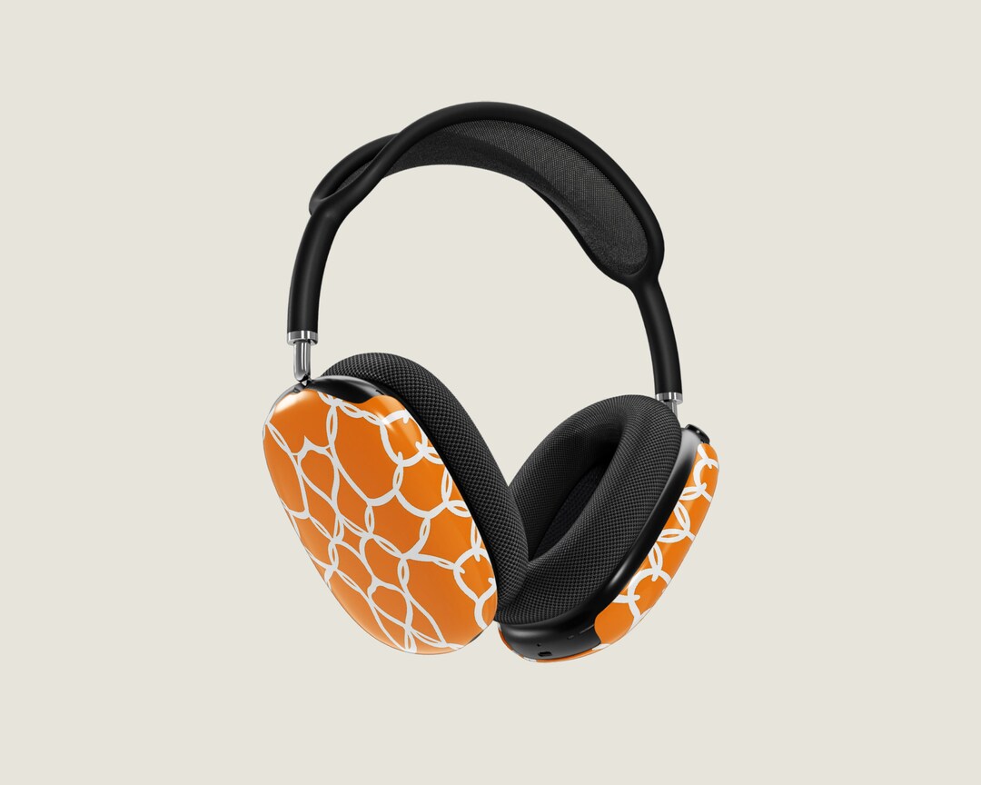 Orange Quatrefoil AirPod Max Covers, Apple Airpods Max Case, Snap on ...