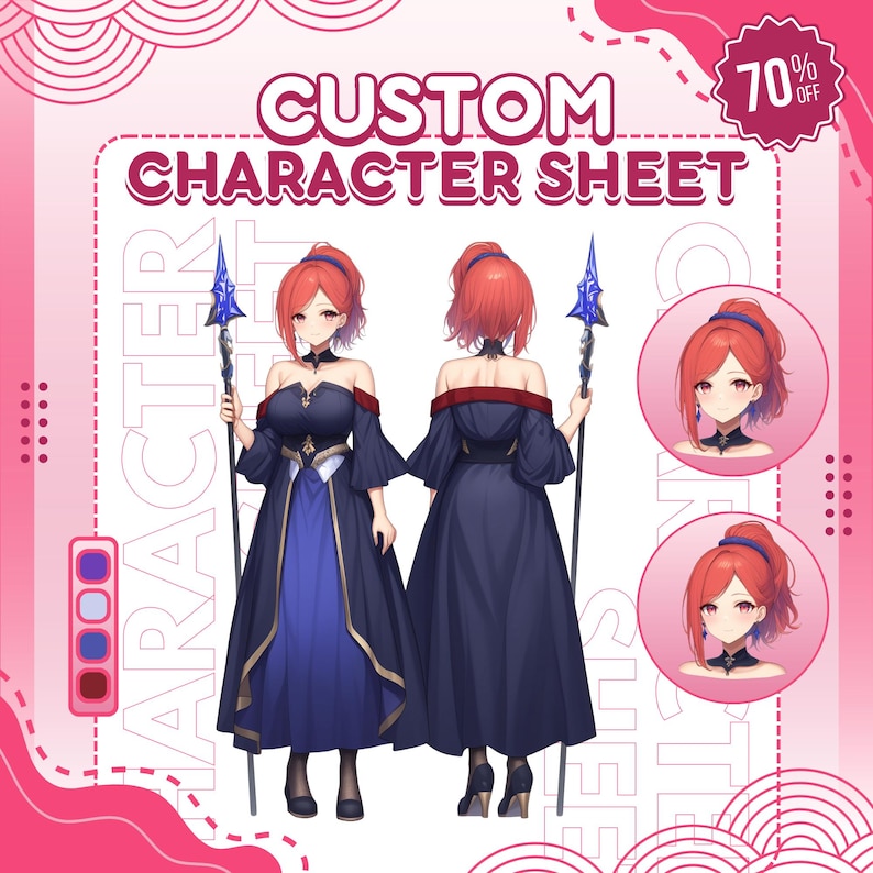 Custom Anime Character Sheet: Dnd, Vtuber, Furry Art Commission - Etsy