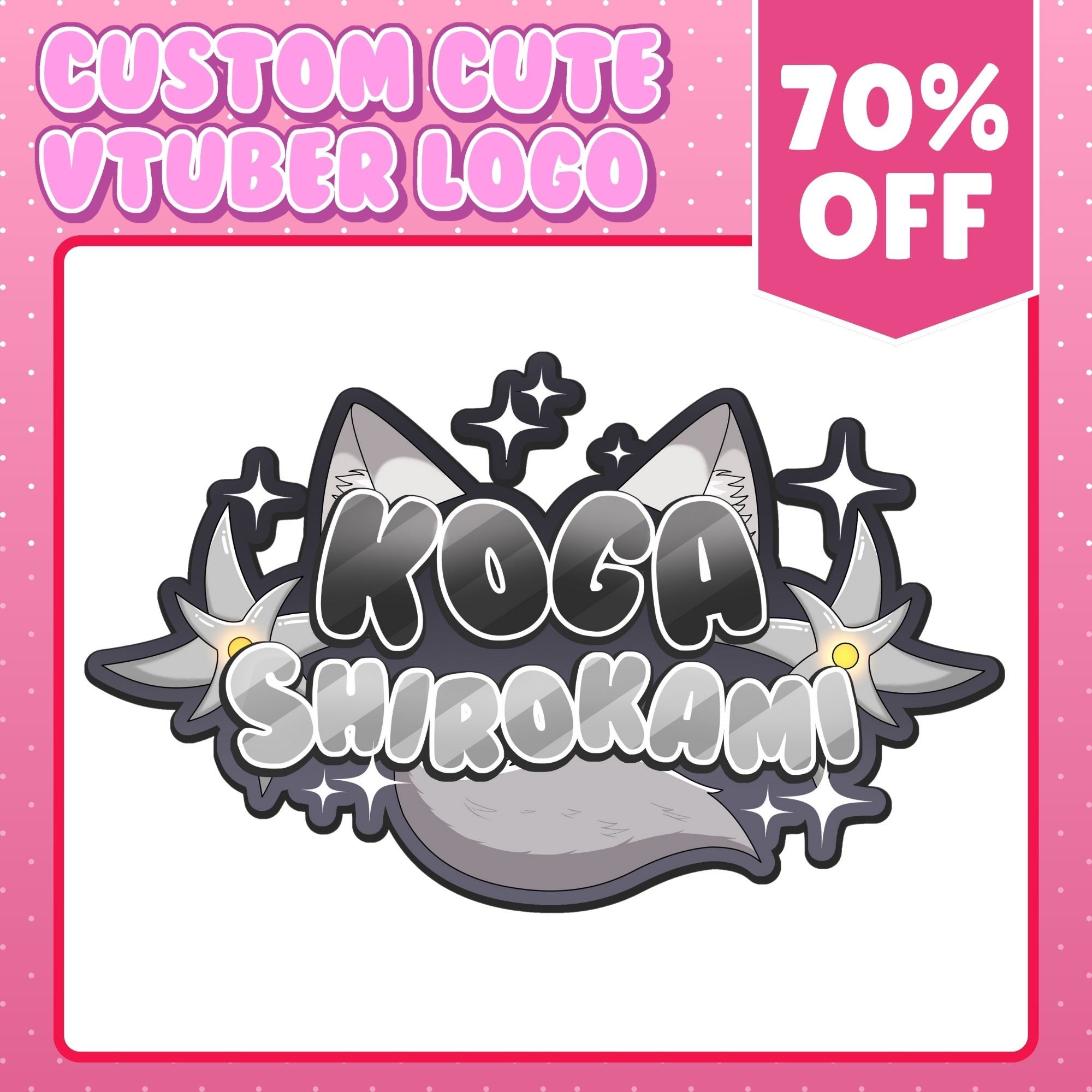 Custom Vtuber Logo Text Cute Vtuber Logo Chibi Vtuber Logo Kawaii Logo ...