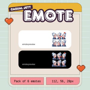 Jett Emotes Bundle | Stream Emote Pack | Cute Chibi Anime Style Sticker ...