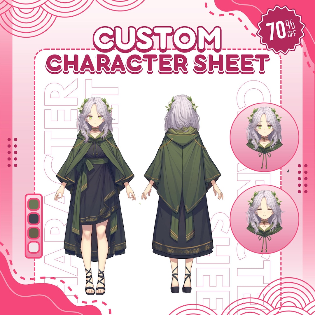 Custom Anime Character Reference Sheet: Hand Drawn Design - Etsy
