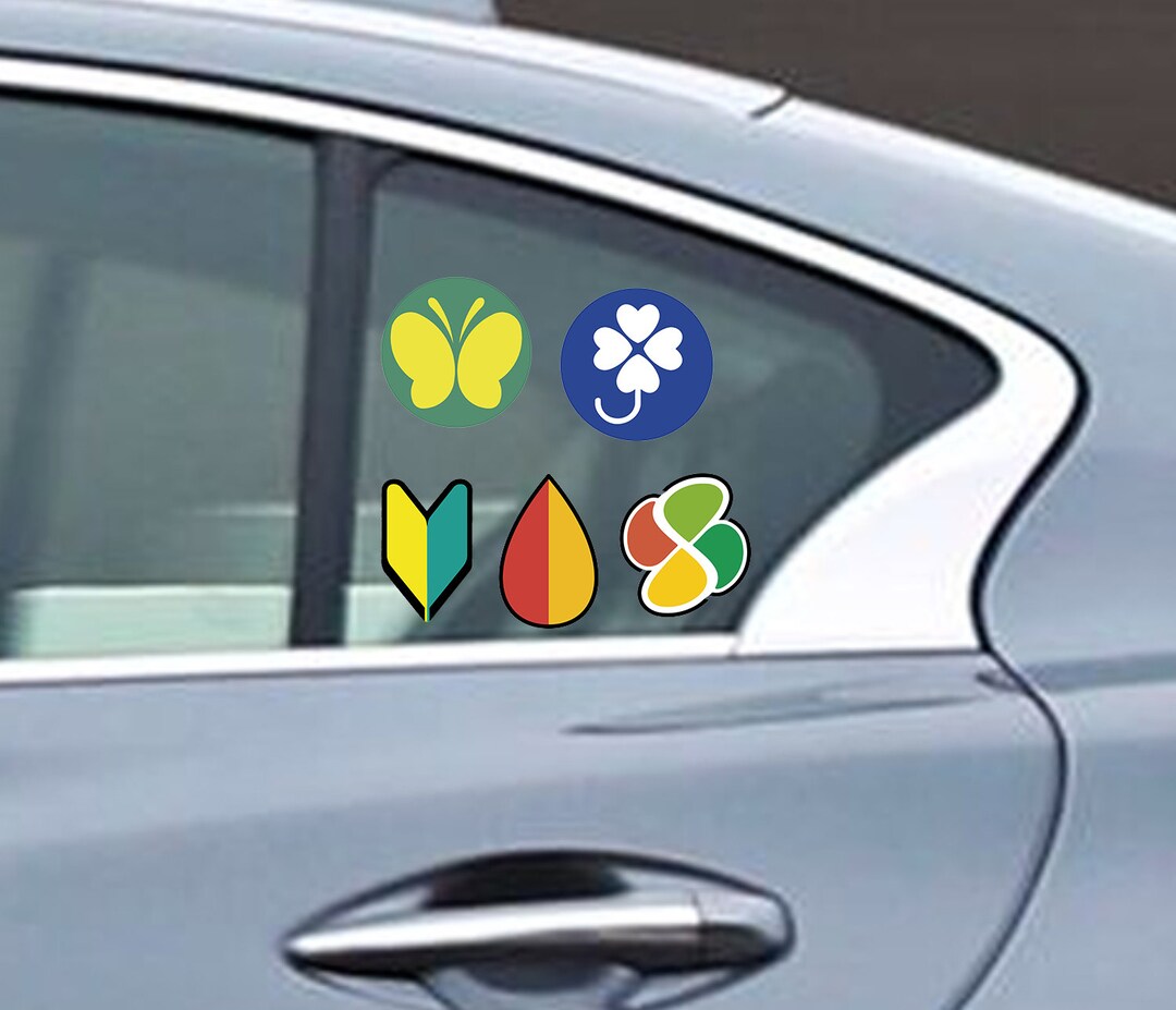 Japanese New Beginner Senior Driver Sticker Water Proof Cute Window ...