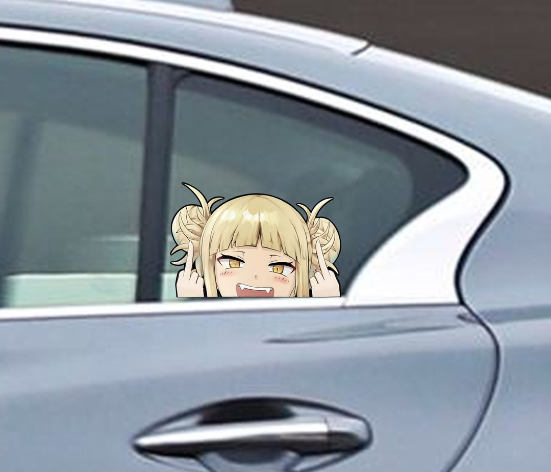 Cute Girl Middle Finger Window Peeker Sticker Funny Laptop Car Window ...