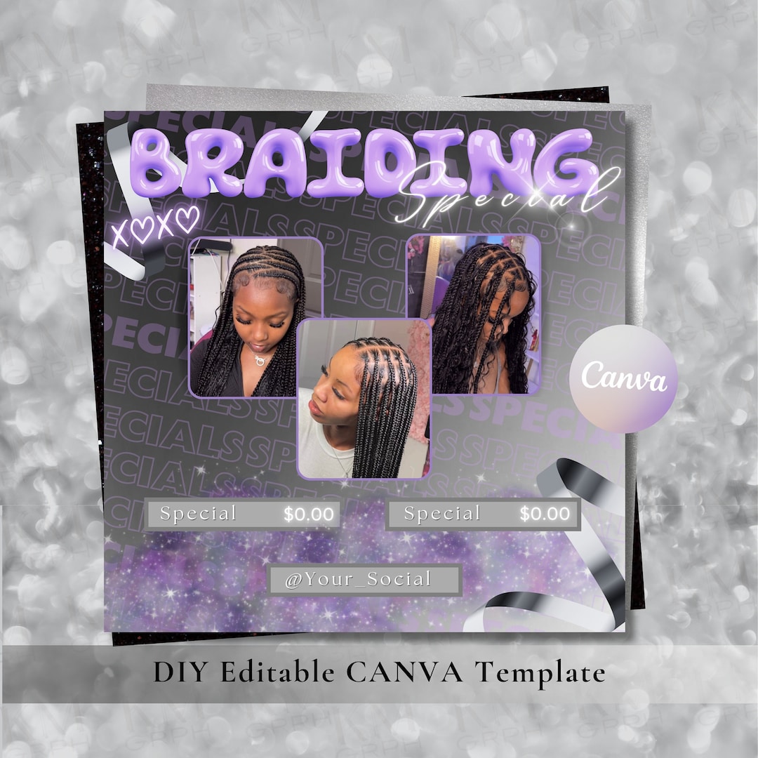 Braids Special Flyer, DIY Flyer Template Design, Hair Braiding Flyer ...