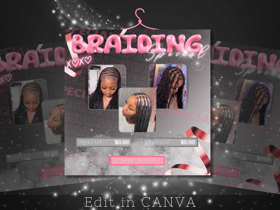 Braids Special Flyer, DIY Flyer Template Design, Hair Braiding Flyer ...