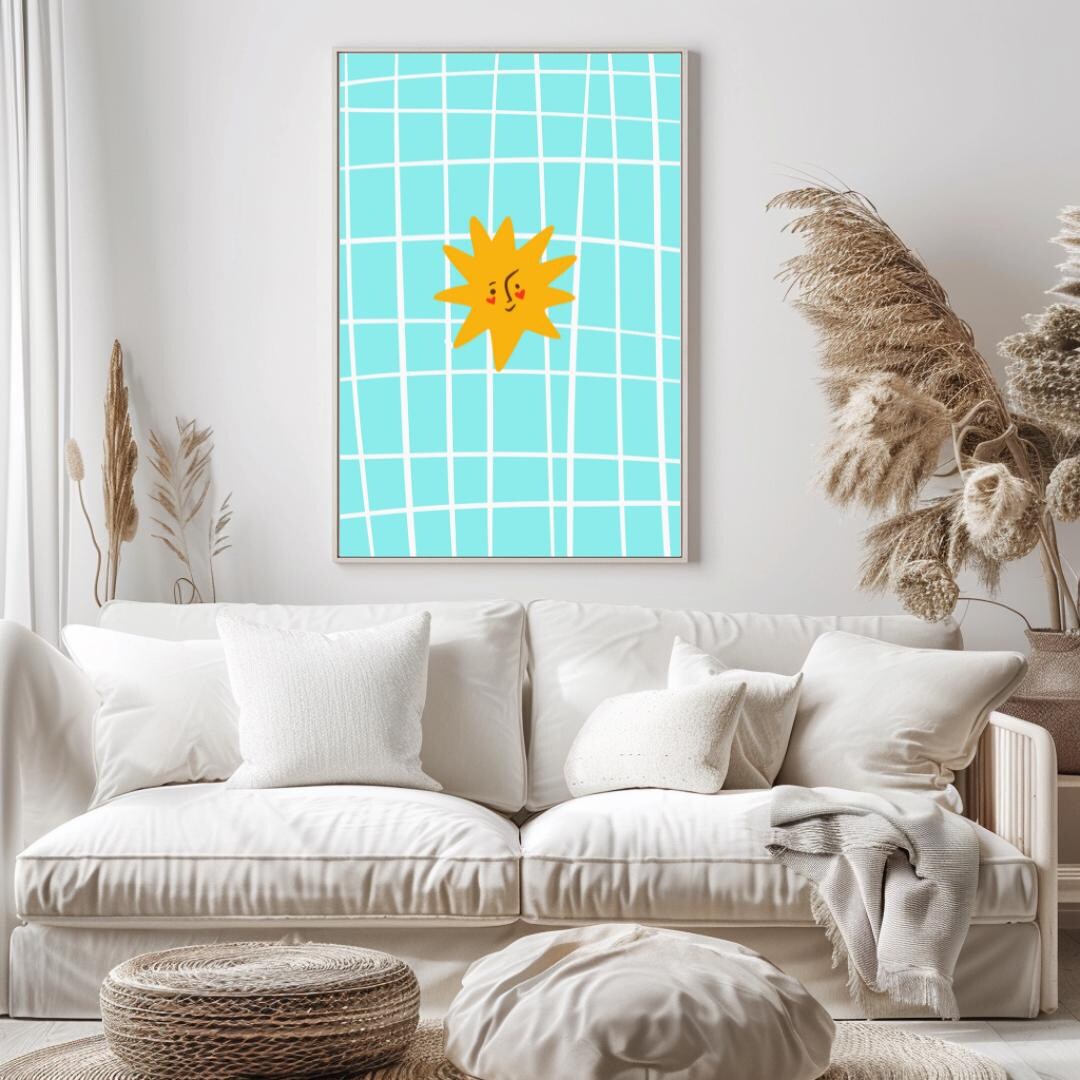 Checked Star Art Print Star Print Hand Drawn Star Print Girly Print ...