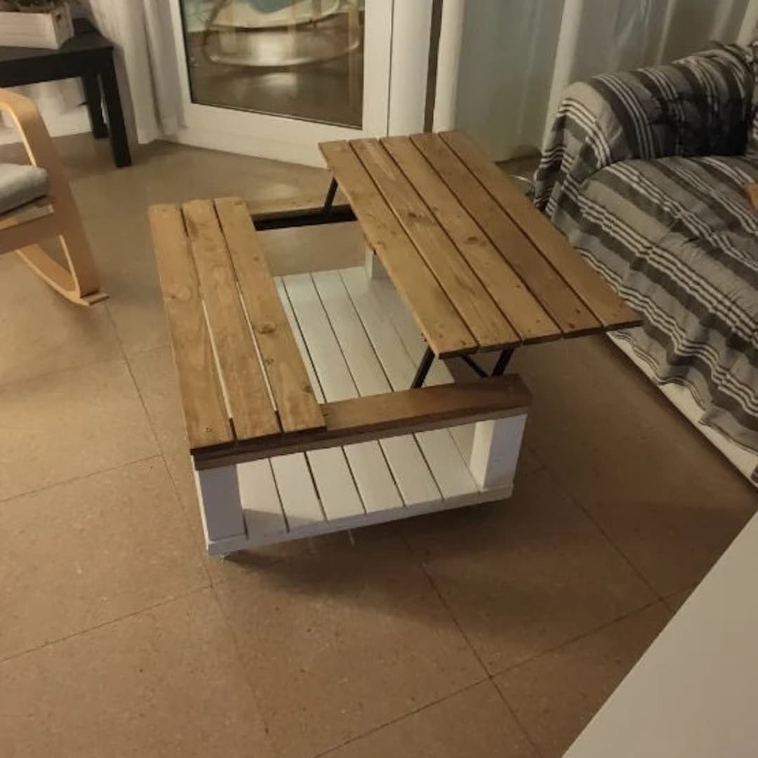 Liftable Table With Pine Wood Customizable Measurements Pallets ...