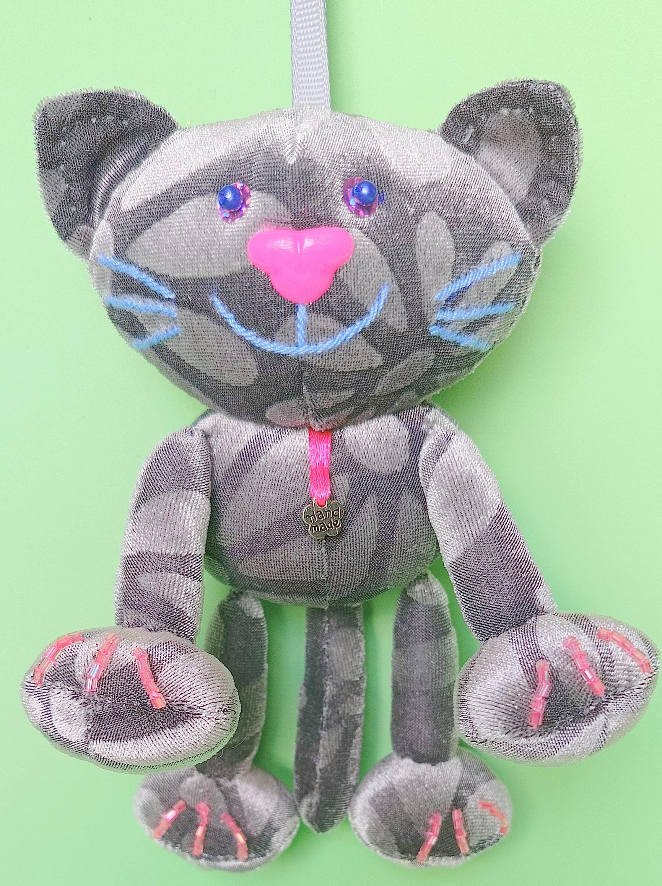 Cat Pendant Keychain for a Bag, Cat, Talisman, Velvet Animal, Small Cat ...