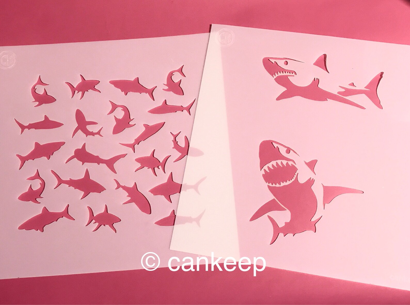 Sharks & Shark Background / Cookie or Craft Stencil by Cankeep - Etsy