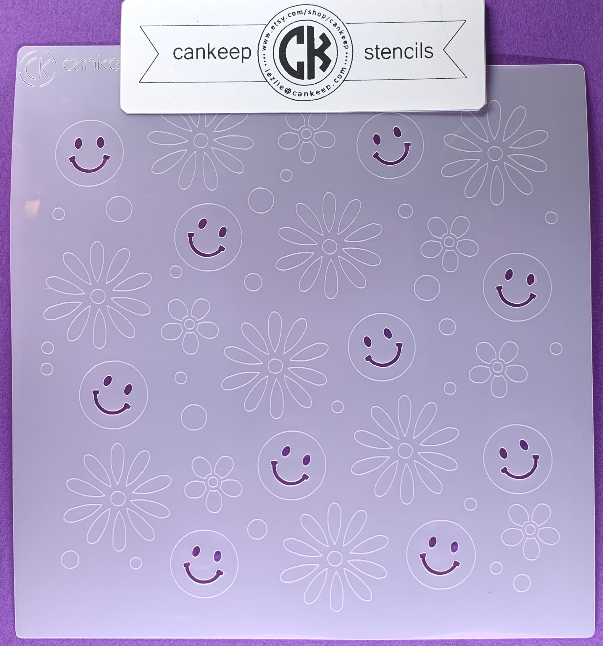 Smiley Face & Flowers Background/ Cookie or Craft Stencil - Etsy