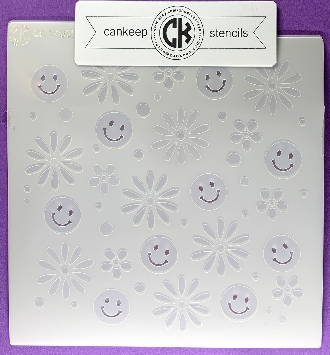 Smiley Face & Flowers Background/ Cookie or Craft Stencil - Etsy