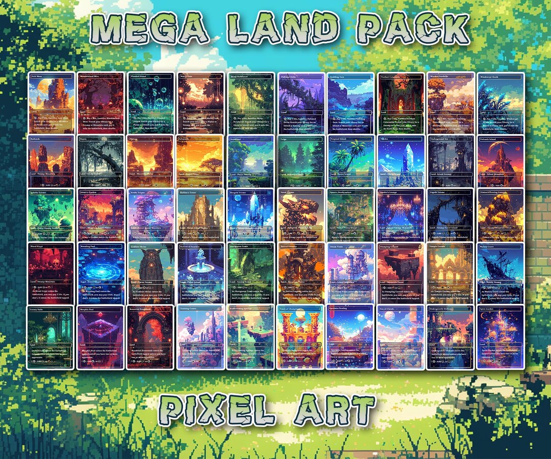 Mega EDH Land Pack (50 Cards) Pixel Art Lands Set of 50 Unique ...