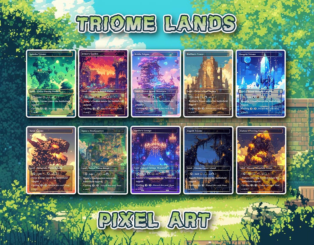 Triome Lands Pack (10 Cards) Pixel Art Lands Set of 10 Unique ...