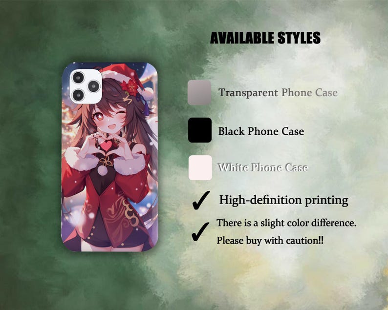 Genshin Impact Christmas Theme Phone Cases Hutao, iPhone 11/12/13/14/15 ...