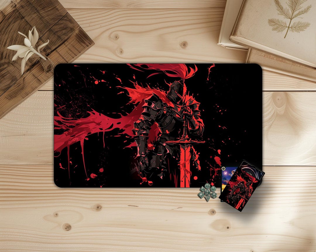 Black and Red Knight MTG Playmat | Desk Mat and Mouse Pad | Accessories ...