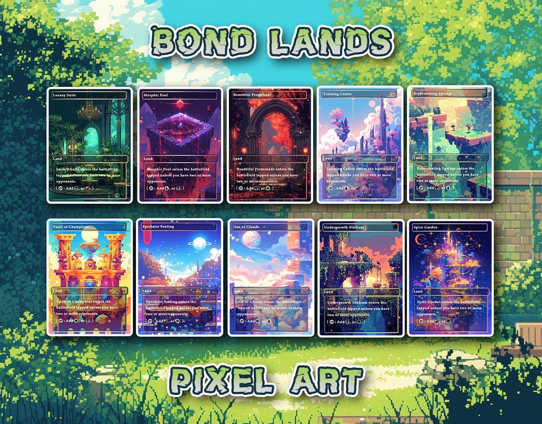 Bond Lands Pack (10 Cards) Pixel Art Lands Set of 10 Unique Borderless ...