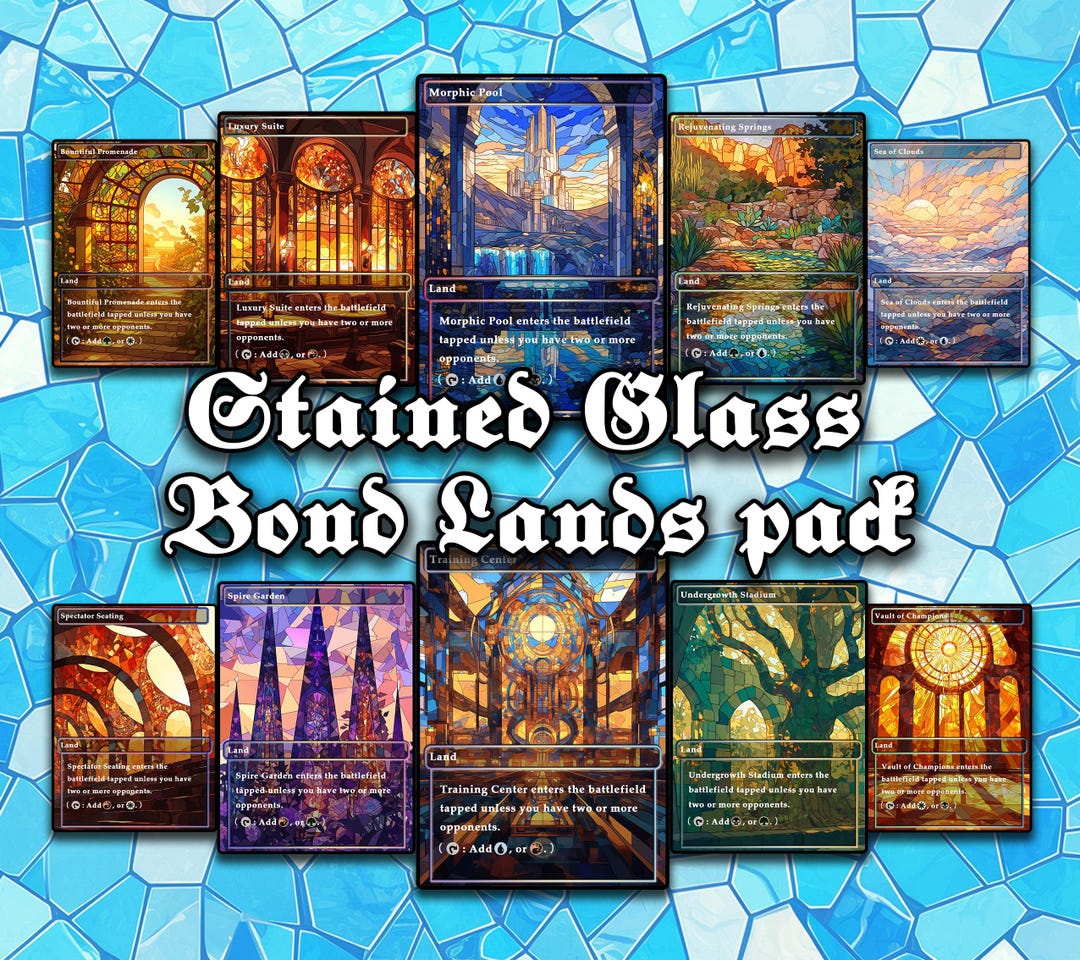 Stained Glass Bond Lands Pack (10 Cards) Set of 10 Unique Custom MTG ...