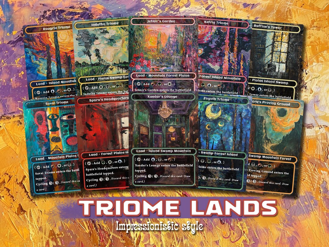 10x Impressionist Style Triome Lands Pack | Impressionistic Lands Set ...