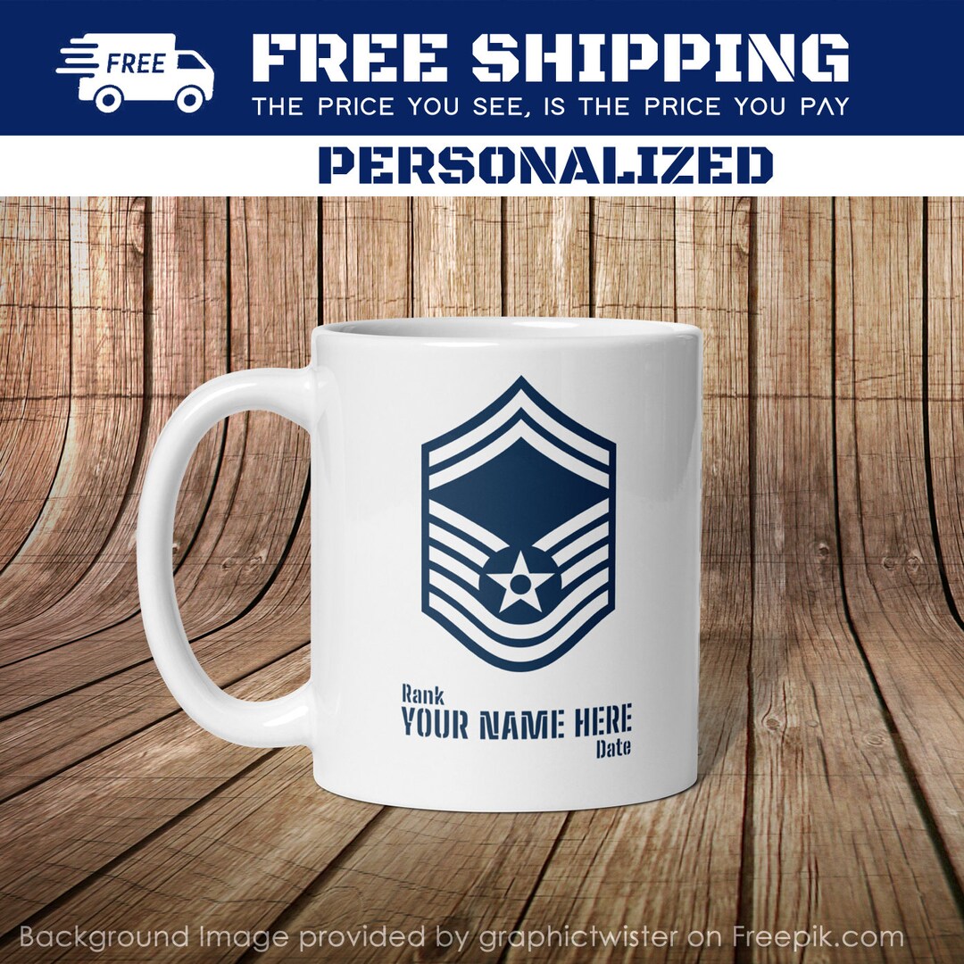 Personalized US Air Force Sr. Master Sergeant E8 White Ceramic Mug Air ...