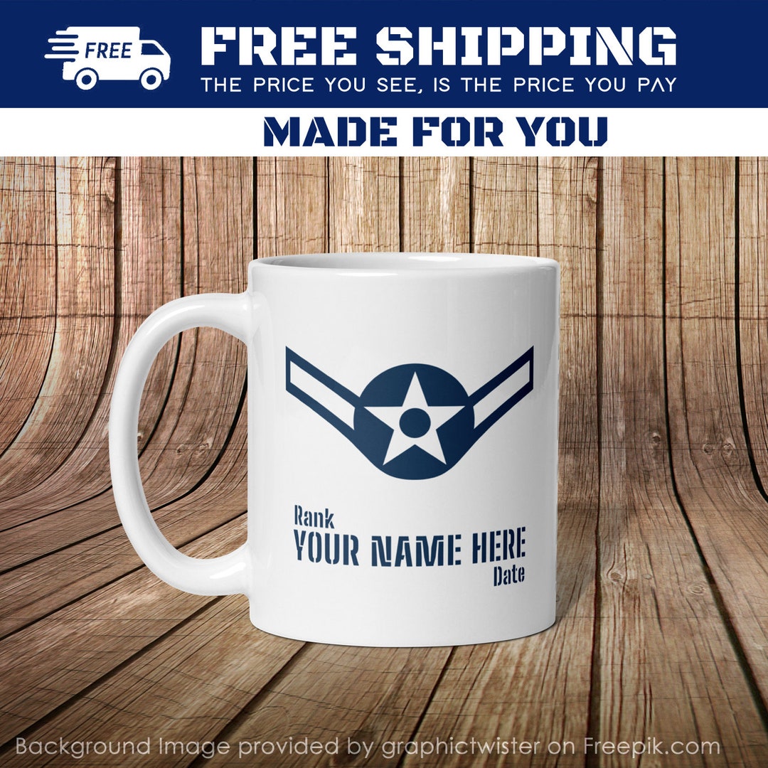 US Air Force Airman E2 Personalized White Ceramic Mug Air Force Gift ...