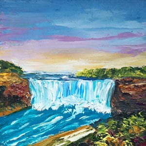 Oil Painting Niagara Falls. Niagara Art Work, Oil Nature of America ...
