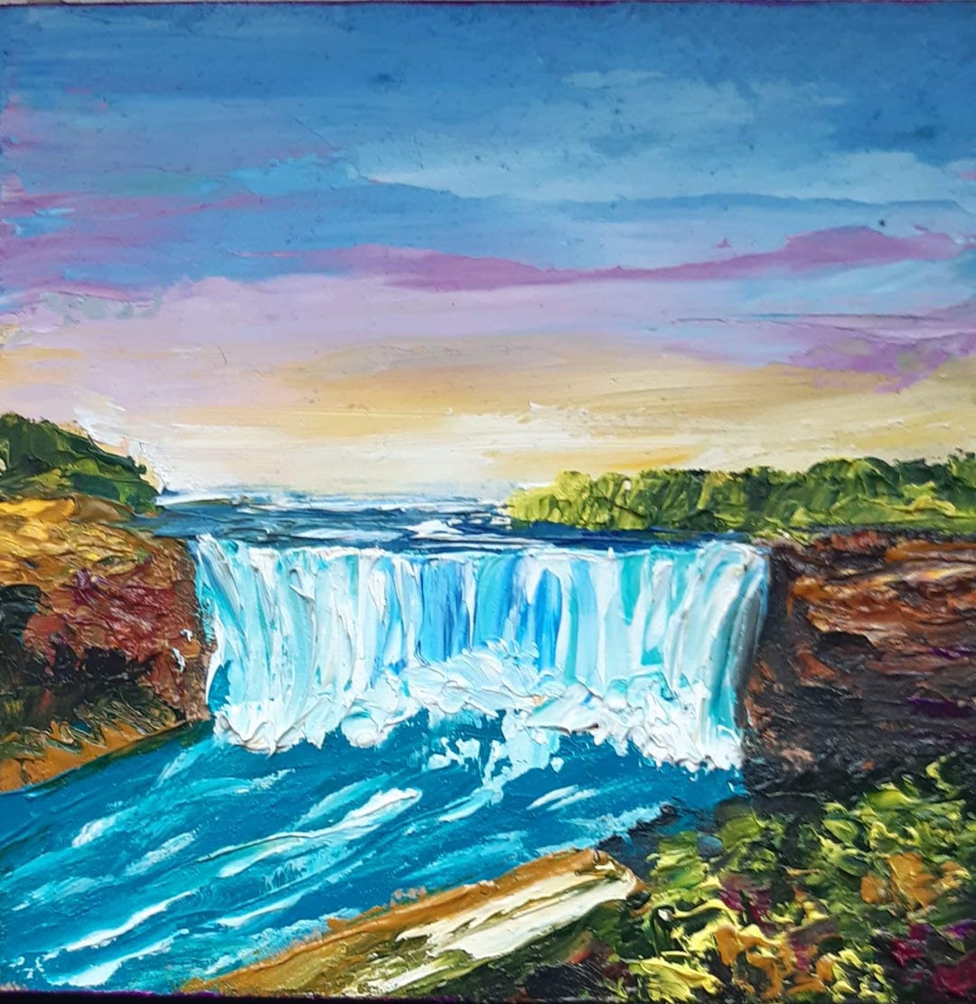 Oil Painting Niagara Falls. Niagara Art Work, Oil Nature of America ...