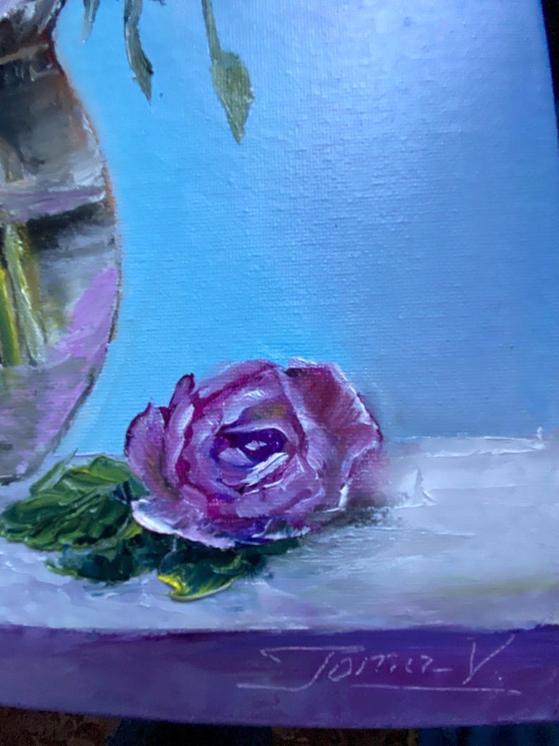 Floral Still Life Oil Painting, White Roses, Irises, Textured Wall Art ...