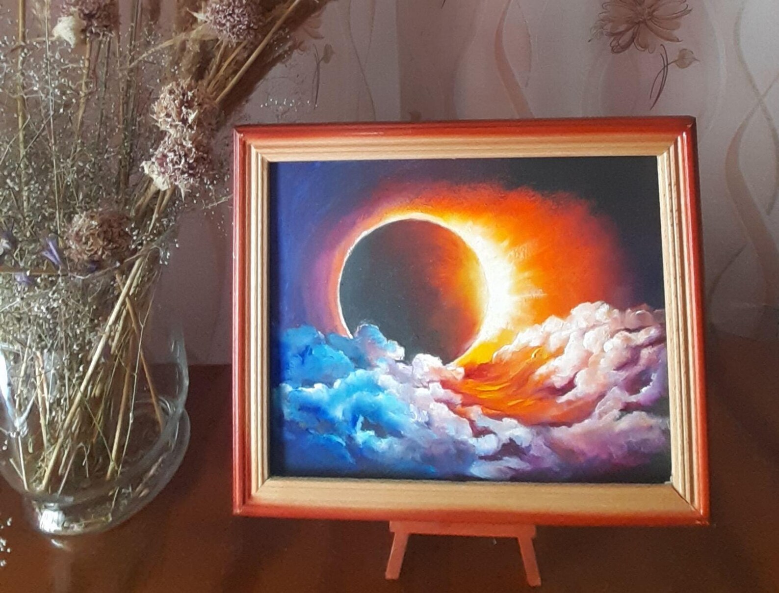 Space Oil Painting Solar Eclipse Space Wall Art Original Handmade Oil ...