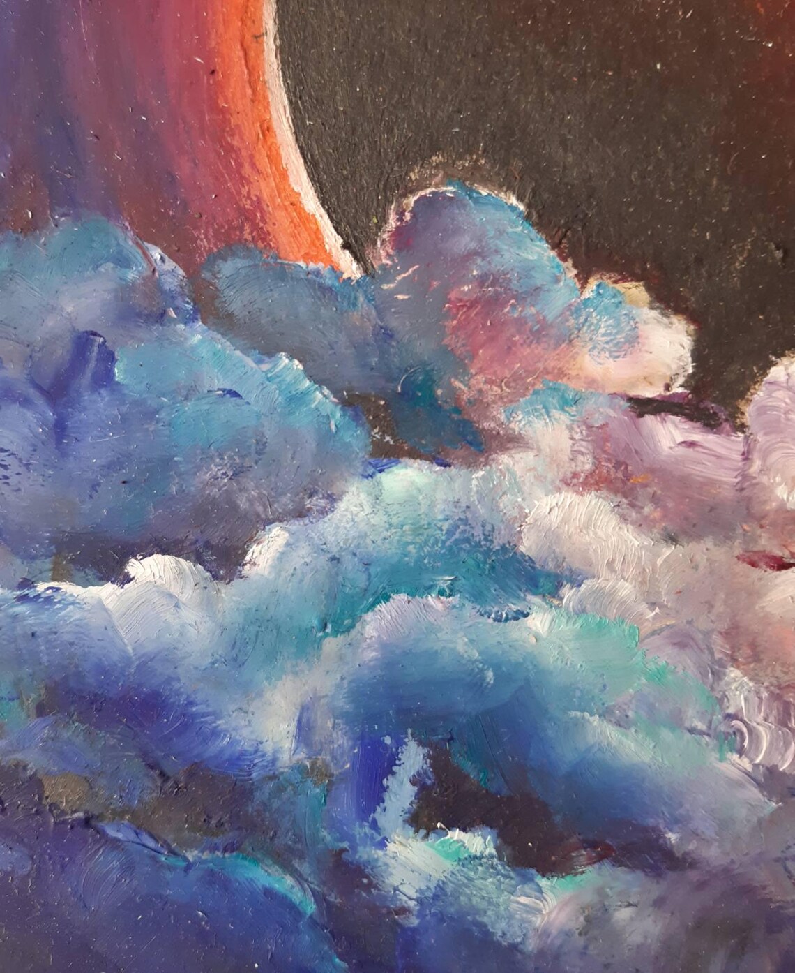 Space Oil Painting Solar Eclipse Space Wall Art Original Handmade Oil ...