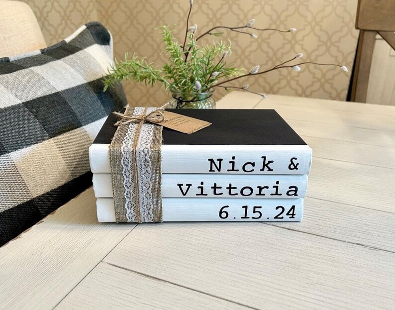 Your Name Bookstack, Books With Personalized Binding, Custom Stamped Book Gift, Real Books With ...