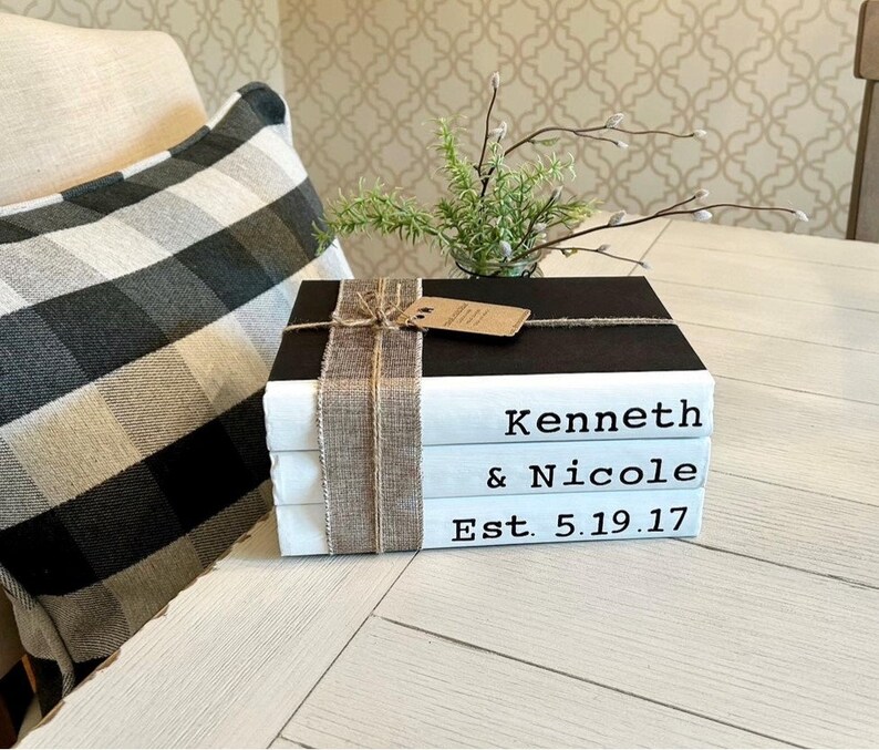 Your Name Bookstack, Books With Personalized Binding, Custom Stamped Book Gift, Real Books With ...