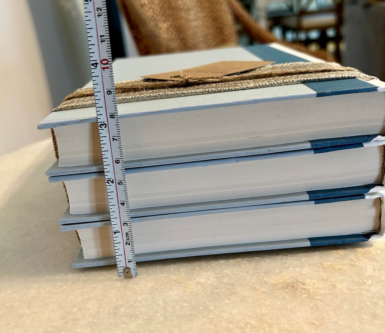 The Beach Calms My Soul Bookstack With Shells, Coastal Stacked Books for Decor, Real Aqua Hard ...