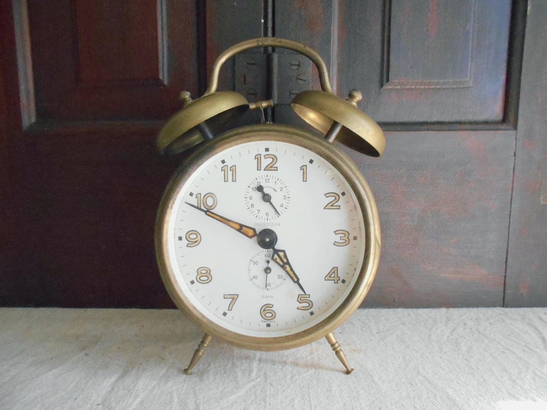 Antique Peg Leg Brass Alarm Clock Twin Bells - 1920s Kienzle or ...