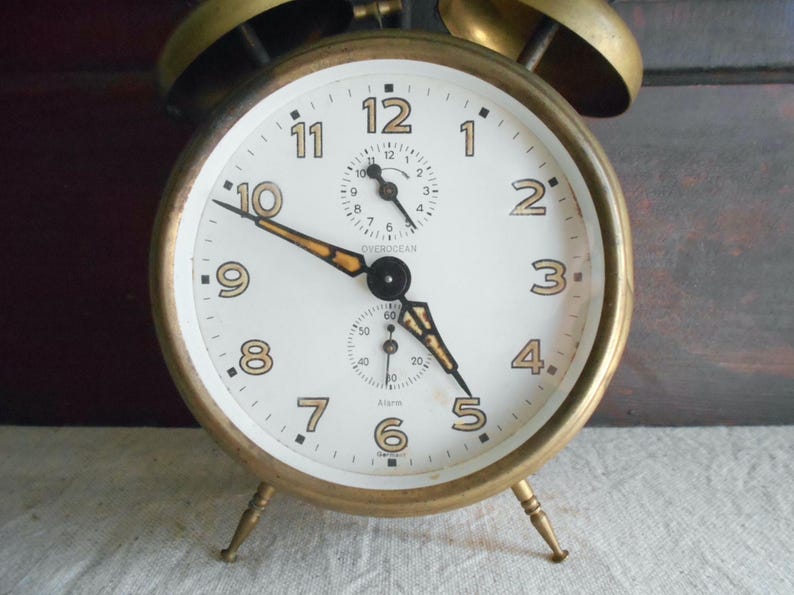 Antique Peg Leg Brass Alarm Clock Twin Bells - 1920s Kienzle or ...