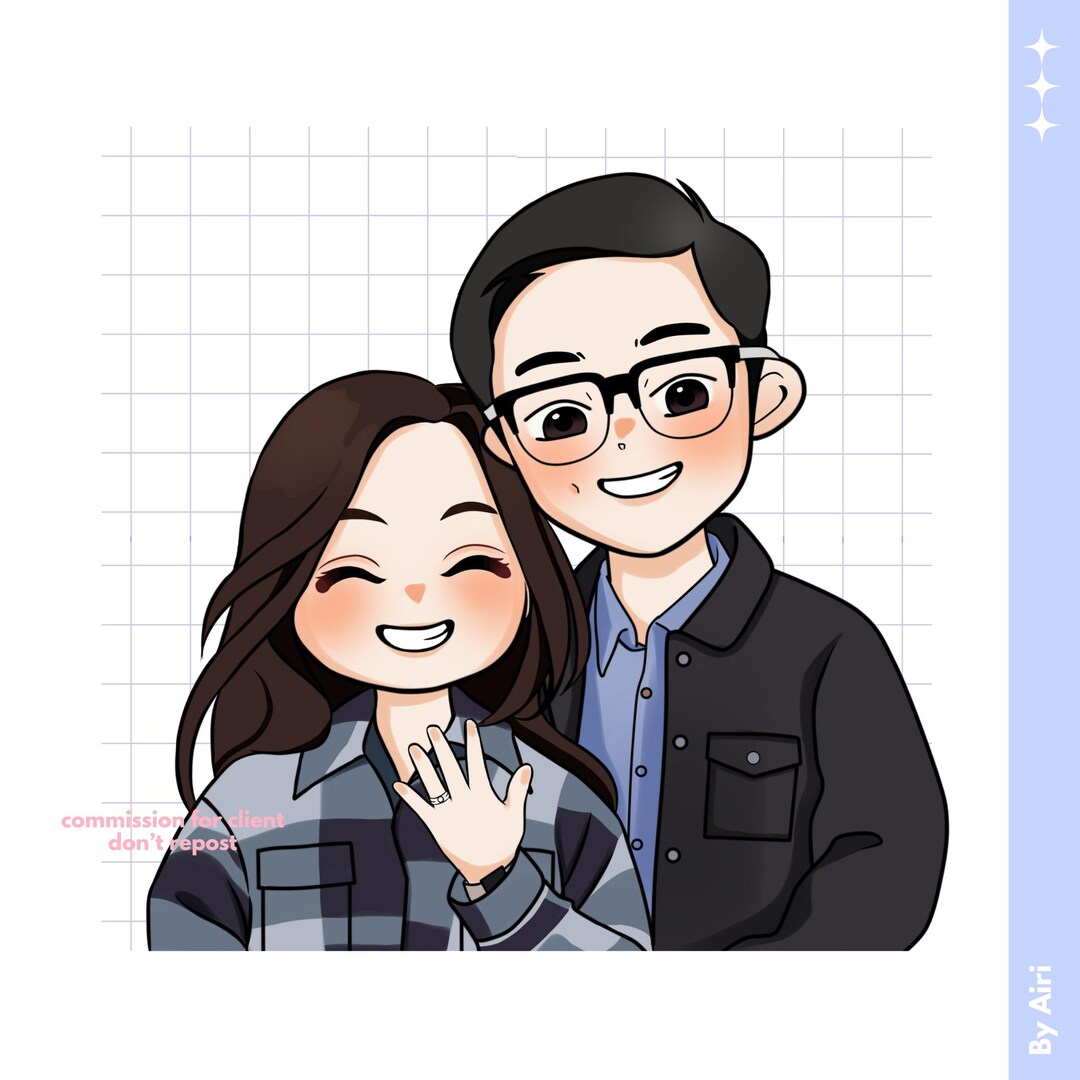 Custom Kawaii Portrait, Cute Portrait, Couple Portrait, Cartoon ...