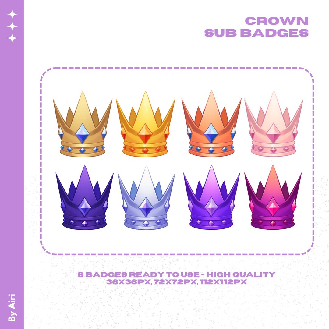 Crown Sub Badges | Digital Download Crown Sub Badges | Twitch and ...