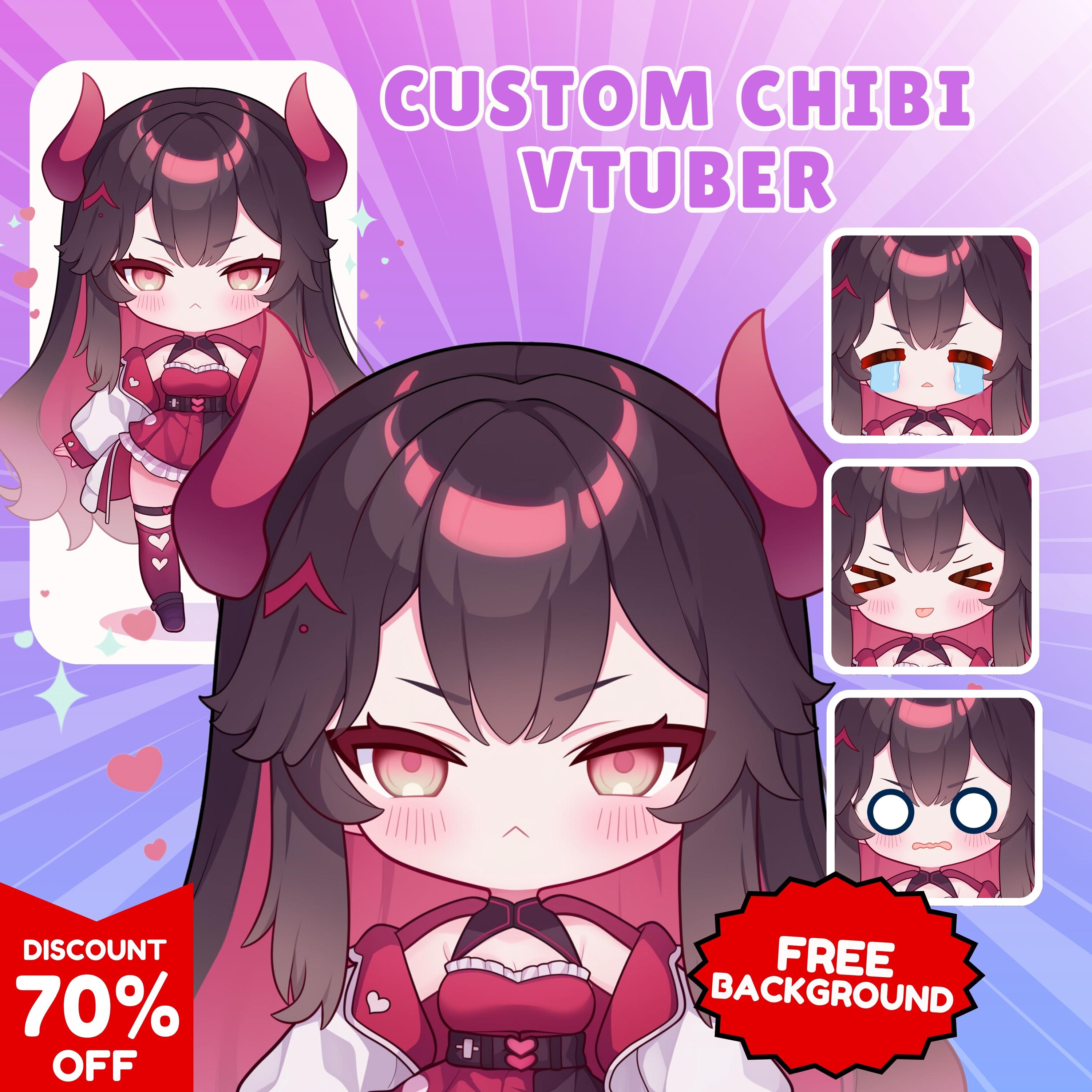 CUSTOM LIVE2D CHIBI VTUBER Female Vtuber Model Cute Vtuber Model Vtuber ...