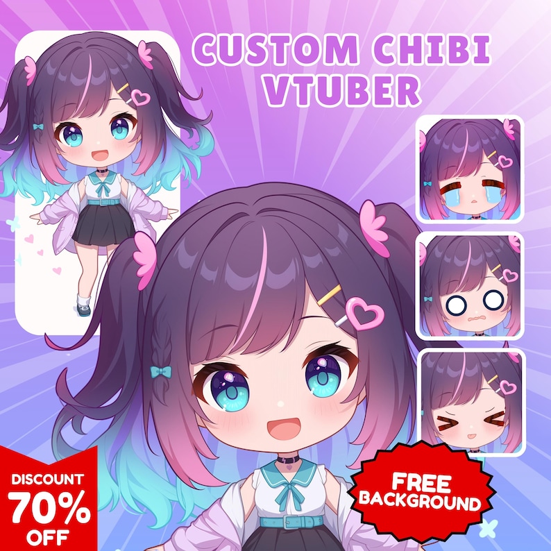 CUSTOM LIVE2D CHIBI VTUBER Female Vtuber Model Cute Vtuber Model Vtuber ...