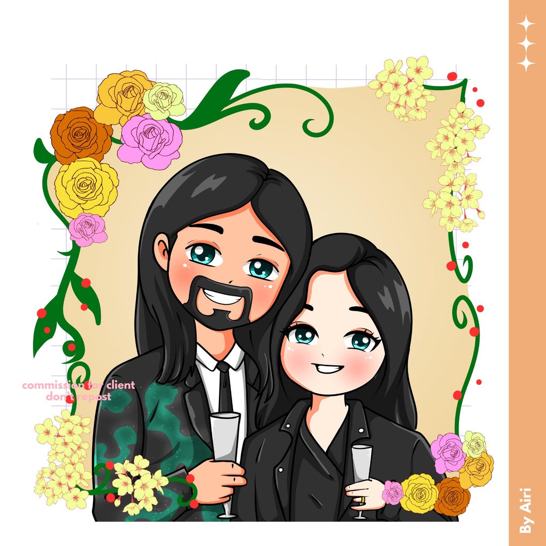 Custom Kawaii Portrait, Cute Portrait, Couple Portrait, Cartoon ...