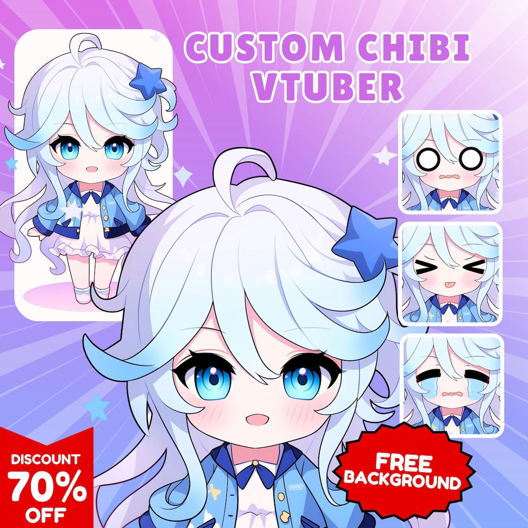 CUSTOM LIVE2D CHIBI VTUBER Female Vtuber Model Cute Chibi Vtuber Model ...