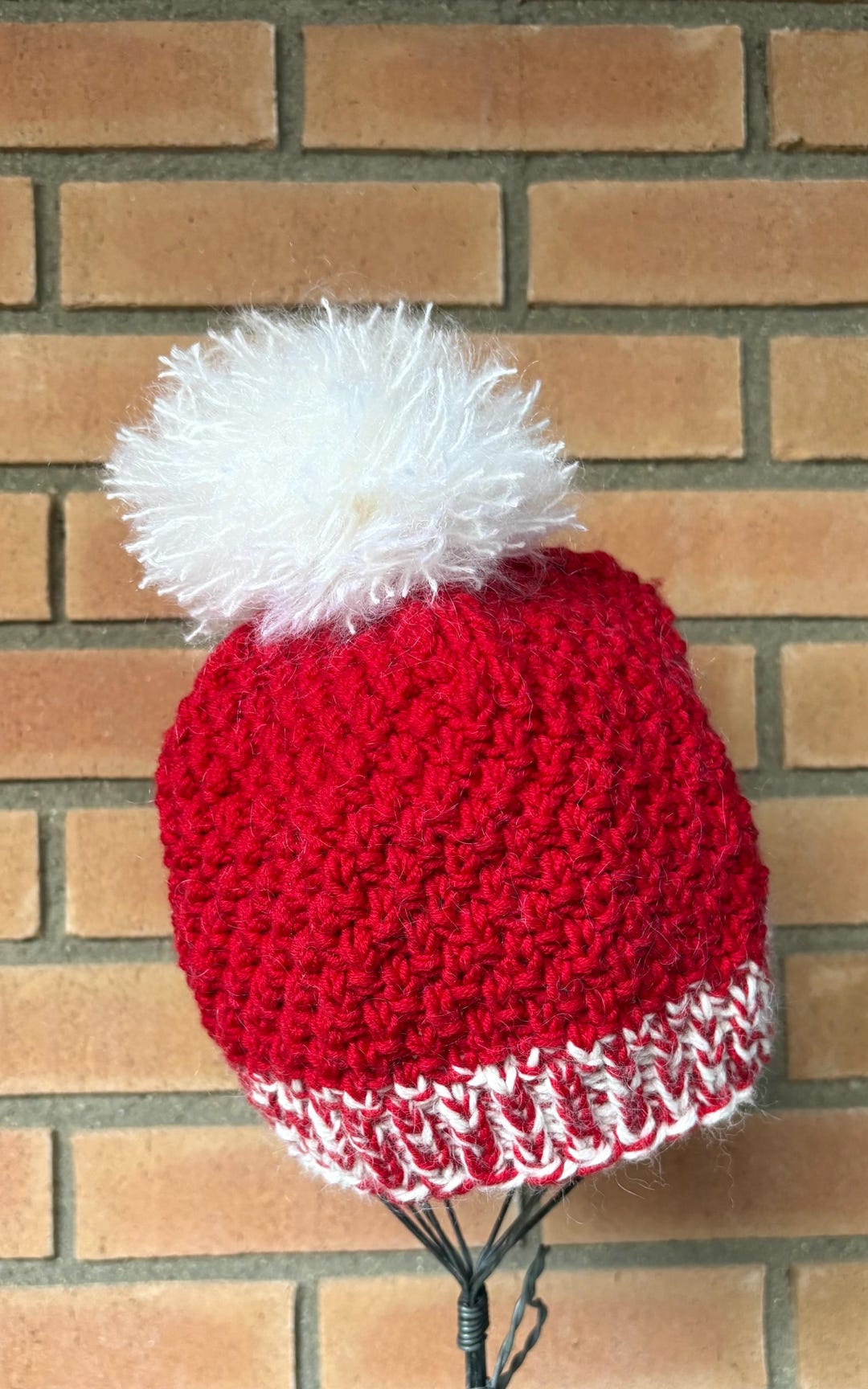 Hand-knitted Red Merino Wool Winter Hat With Mohair Pompom - Etsy
