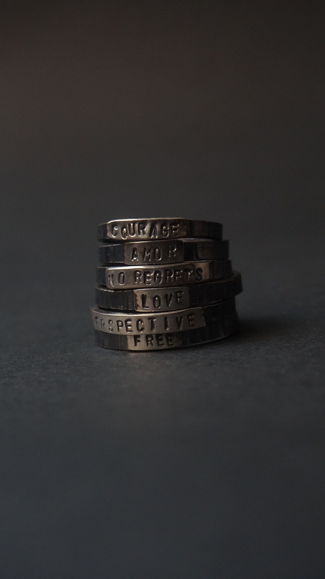 Custom Word Ring, Simple Silver Rustic Ring, Inspirational Ring, Name ...