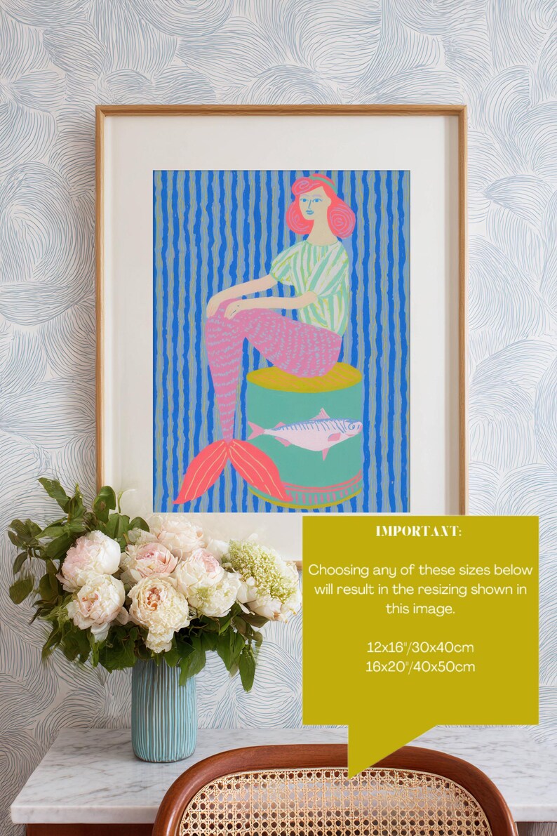 Whimsical Mermaid Art Print: Retro Tuna Can Coastal Decor - Etsy Australia